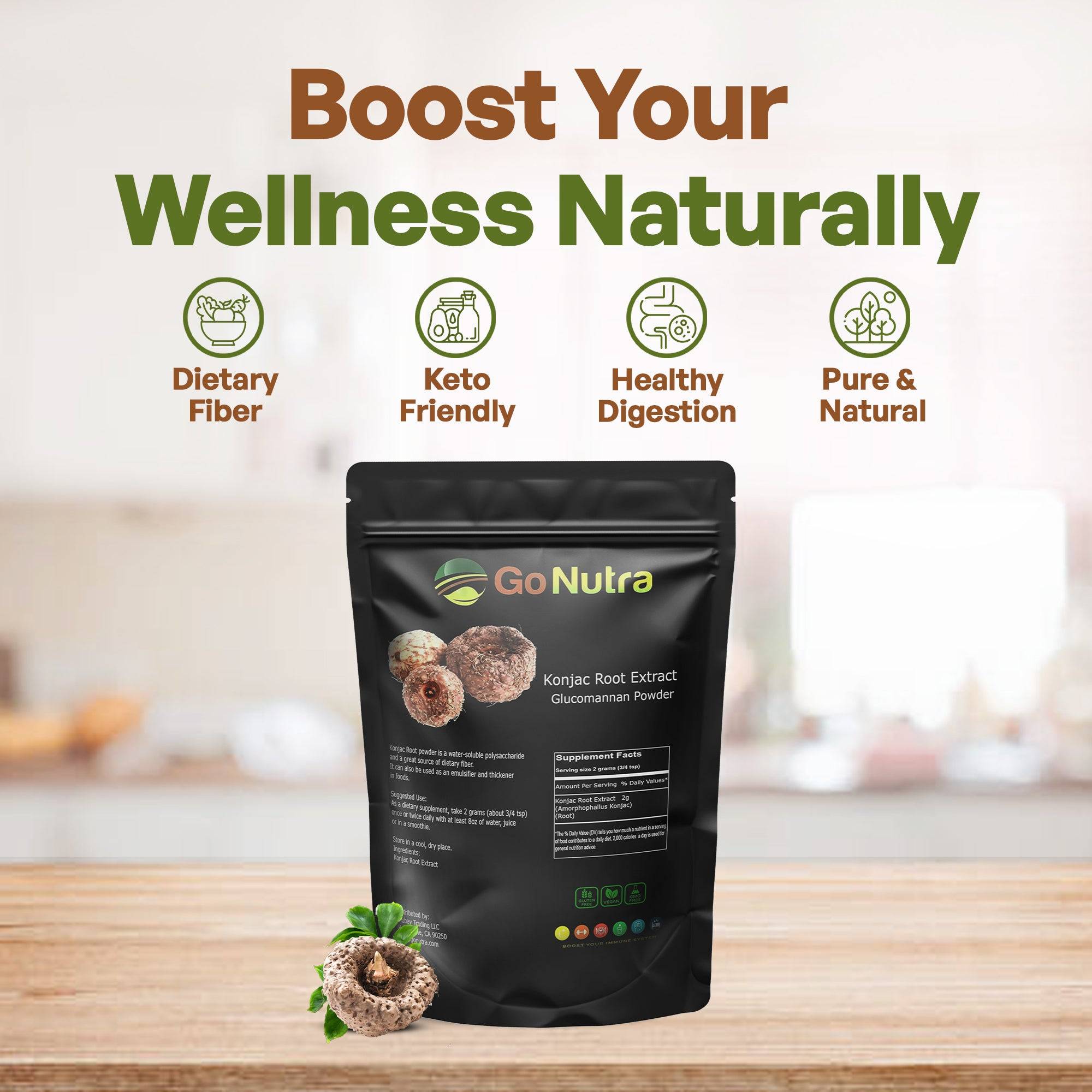 Konjac Root Extract Powder Glucomannan - Fiber Supplement – Go Nutra®